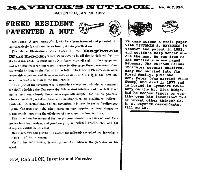 Freed and Raybuck Families of CALHOUN COUNTY, West Virginia