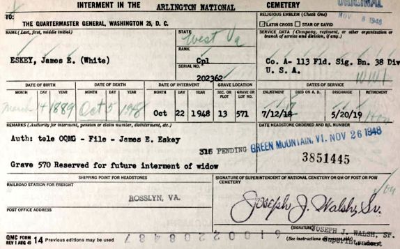 Eskey Brothers in World War I, Marshall County, WV Genealogy Page
