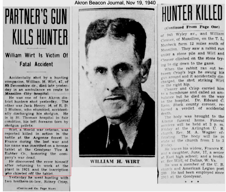 William H. Wirt, WWI, Marshall County, WV Genealogy Page