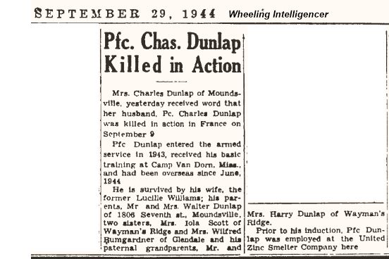 World War II, Marshall County, WV Genealogy Page