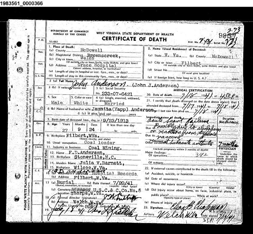 McDowell County WV: Thorp Cemetery I