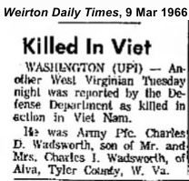 Charles David Wadsworth, Tyler County, WVGenWeb