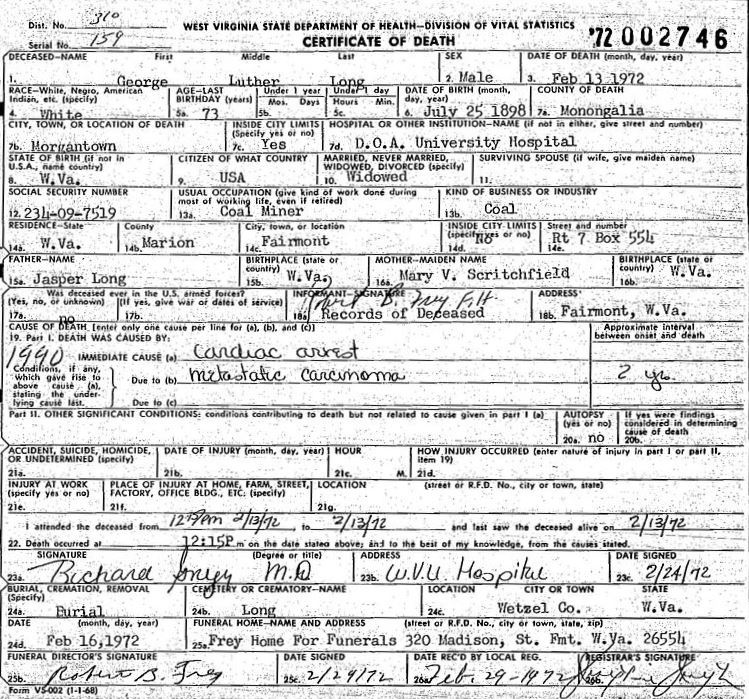 Nathaniel Jasper Long & Mary Virginia Scritchfield - FamilyGroup Report ...